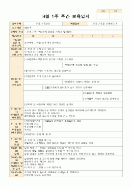 9월보육일지 만2세 9월1주-4주주간보육일지-1페이지