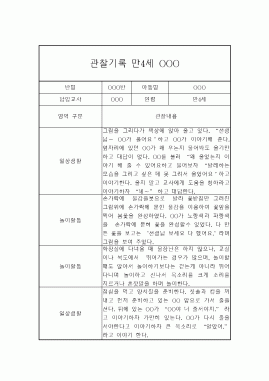 일상생활,놀이활동 만4세 1학기 관찰일지 총평 (5명 10페이지)-1페이지