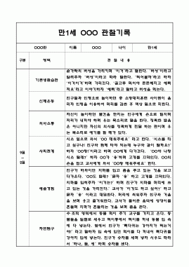 만1세 2학기 6개영역 관찰일지 10명 (표준보육과정 관찰일지)-1페이지