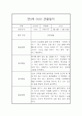 만2세 1학기 관찰일지 (평가있음/일상생활,놀이활동)-1페이지