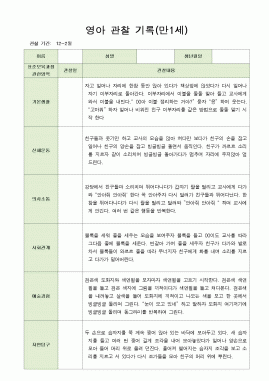 영아 관찰 기록 만1세 7명  12월-2월-1페이지