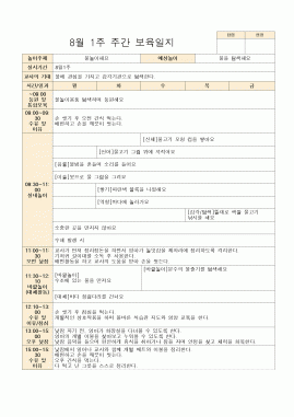 보육일지 8월 만 0세 8월 1주-5주 주제 물놀이 해요-1페이지