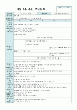 9월 보육일지 만2세 1-4주 나는 가족이 있어요-1페이지