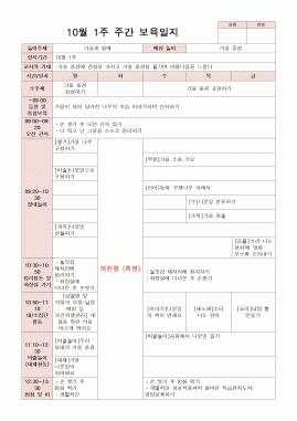 10월 보육일지 만 4세 1주-4주 가을과 열매-1페이지