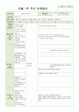 보육일지 만0세 10월 1주-4주 놀이가 좋아요-1페이지