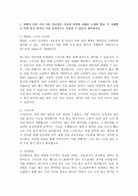 1. 위에서 여러 가지 사물 인터넷을 이용한 다양한 사례를 소개하 였다. 각 사례별로 어떤 통신 방식이 가장 효과적으로 이용될 수 있을지 제시하시오.-1페이지