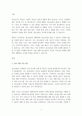 청소년들이 행복하게 청소년기를 보내기 위해 국가에서 지원할 수 있는 제도가 무엇인지 작성하시오.-1페이지