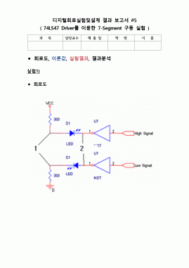 디지털 회로 실험 및 설계 - 74LS47 Driver를 이용한 7-Segment 실험 2-1페이지