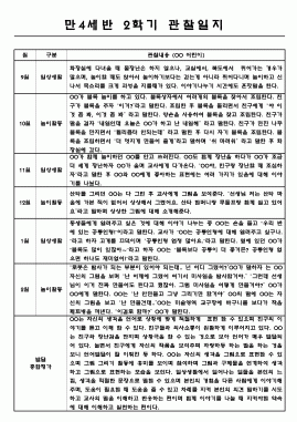 만4세반 2학기 일상,놀이 관찰일지 8명-1페이지