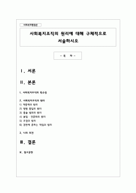 사회복지조직의 원리에 대해 구체적으로 서술하시오-1페이지