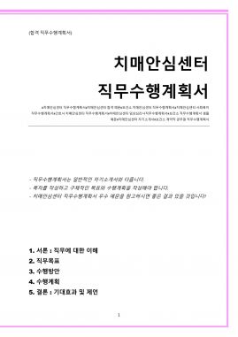 치매안심센터 직무수행계획서(보건소 치매안심센터 우수예문입니다)-1페이지