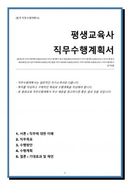 평생교육사 직무수행계획서(평생교육관,평생교육진흥원)-1페이지