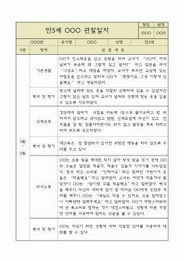 만5세 관찰일지 및 영역별 발달평가 36Page (6개영역 관찰일지)-1페이지