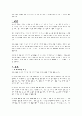 부모교육의 역사와 현황 중 개인적으로 가장 중요하다고 생각되어지는 시점과 그 이유에 대해 논하시오-1페이지