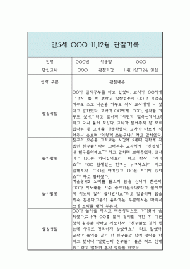 만5세 11월 12월 놀이와 일상 관찰일지 및 발달평가-1페이지