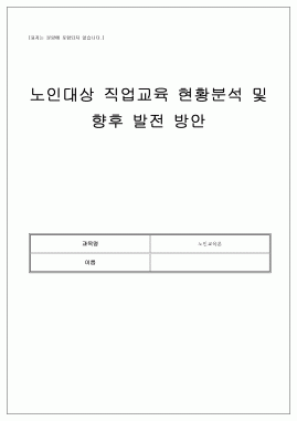 노인대상 직업교육의 현황 분석 (제목: 노인대상 직업교육 현황분석 및 향후 발전 방안)-1페이지