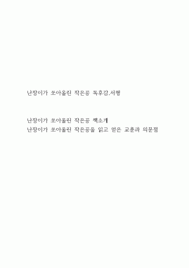 난장이가 쏘아올린 작은공 독후감,서평 (난장이가 쏘아올린 작은공 책소개 및 난장이가 쏘아올린 작은공을 읽고 얻은 교훈과 의문점)-1페이지