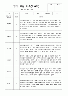 2학기 관찰일지 만 0세 5 명 5 페이지-1페이지