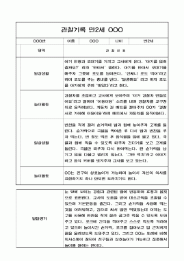 만2세반 놀이,일상 관찰일지 발달평가 30명-1페이지