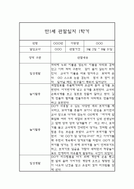 만1세 3월,4월,5월,6월,7월,8월 관찰일지 및 1학기 총평-1페이지