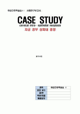 [A+과제] 여성실습CASE, 자궁경부상피내종양 환자에 대한 간호진단 5개 설정 후 3개의 간호진단에 관한 간호수행-1페이지