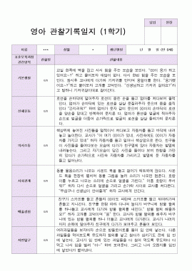 1년 영아 관찰기록일지 만 0세 5명의 관찰내용-1페이지