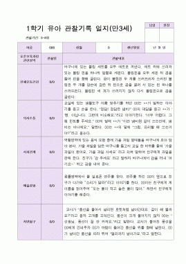 1년 유아 관찰기록일지 만 3세 19명의 관찰내용-1페이지