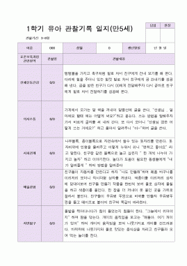 1년 유아 관찰기록일지 만 5세 19명의 관찰-1페이지