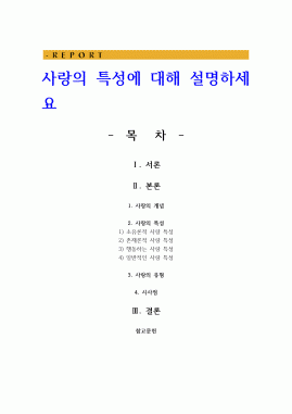 사랑의 특성에 대해 설명하세요-1페이지