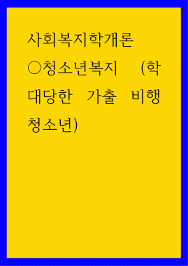 사회복지학개론 청소년복지 (학대당한 가출 비행 청소년)-1페이지