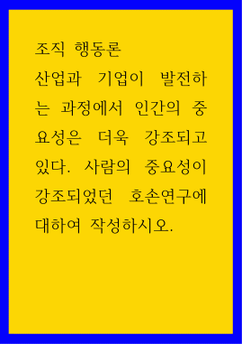 조직 행동론 산업과 기업이 발전하는 과정에서 인간의 중요성은 더욱 강조되고 있다-1페이지