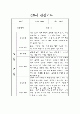 만0세반 놀이,일상 관찰일지 / 해석 및 평가 28명-1페이지