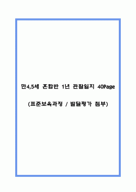 만4,5세 혼합반 1년 관찰일지 40Page (표준보육과정 관찰일지 / 발달평가 첨부)-1페이지