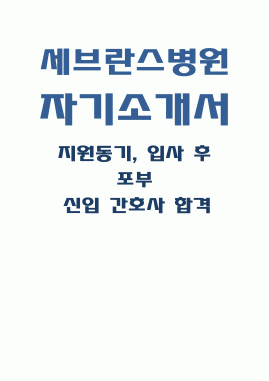 세브란스병원 간호사 자기소개서 - 세브란스병원 자소서 연세의료원 지원동기, 입사 후 포부 업무수행기본능력 팀웍, 협력 열정, 몰입성 동아리, 사회봉사활동-1페이지