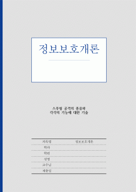 정보보호개론 : 스푸핑 공격의 종류와  각각의 기능에 대한 기술-1페이지