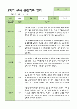 유아관찰일지 2학기  만 5세 22명 9-2월-1페이지