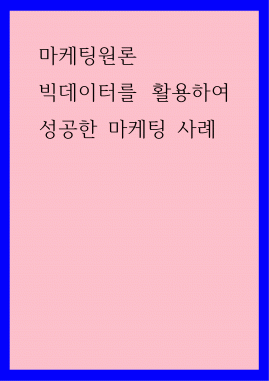 마케팅원론) 빅데이터를 활용하여 성공한 마케팅 사례-1페이지