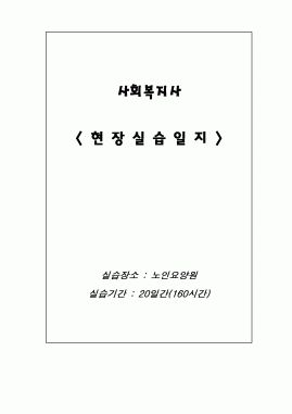 00여대 A++ 사회복지사 현장실습일지 160시간 요양원-1페이지