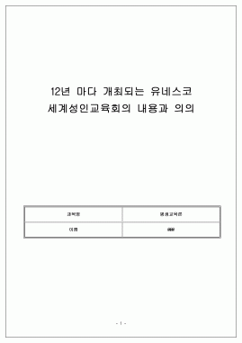 12년 마다 개최되는 유네스코 세계성인교육회의 내용과 의의-1페이지