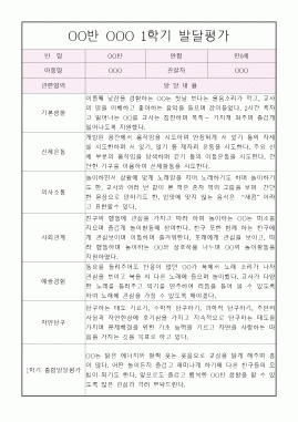 만0세 평가인증 1학기 3월-8월 발달평가 (종합발달평가 첨부)-1페이지