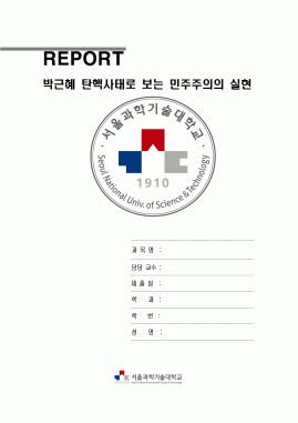 박근혜 탄핵 사태로 보는 민주주의 실현(박근혜 탄핵사건 보고서)-1페이지