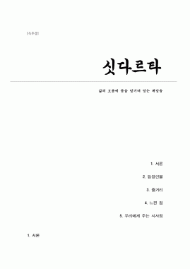 싯다르타(헤르만헤세) - 삶의 흐름에 몸을 맡기며 얻는 깨달음 (A+독후감)-1페이지