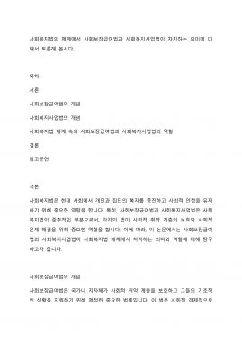 사회복지법의 체계에서 사회보장급여법과 사회복지사업법이 차지하는 의미에 대해서 토론해 봅시다.-1페이지