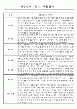 관찰일지 - 만2세 1년분량 관찰일지와 1학기,2학기 총평 (놀이와 일상영역)-1페이지