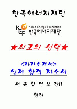 한국에너지재단 행정 서류합격 자기소개서, 자소서 [최종합격]-1페이지