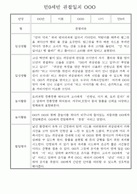 만0세,만1세 혼합반 관찰일지 (놀이활동,일상생활 관찰일지)-1페이지