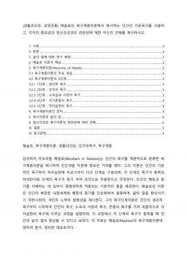 (생활과건강, 교양공통) 매슬로의 욕구계층이론에서 제시하는 인간의 기본욕구를 서술하고, 각각의 중요성과 정신건강과의 연관성에 대한 자신의 견해를 제시하시오.-1페이지