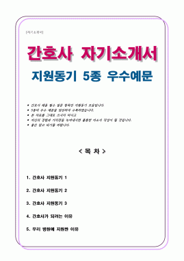 간호사 지원동기 5종 우수예문 모음-1페이지