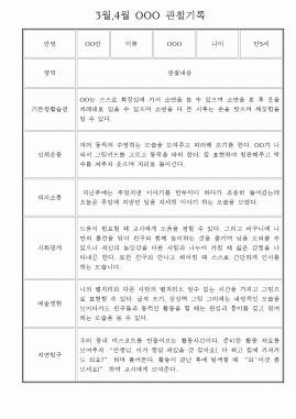 만5세,만4세 혼합반 3월,4월 관찰일지-1페이지