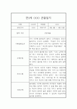 만2세 1학기 영아 관찰일지 (평가인증A/ 발달평가 첨부)-1페이지